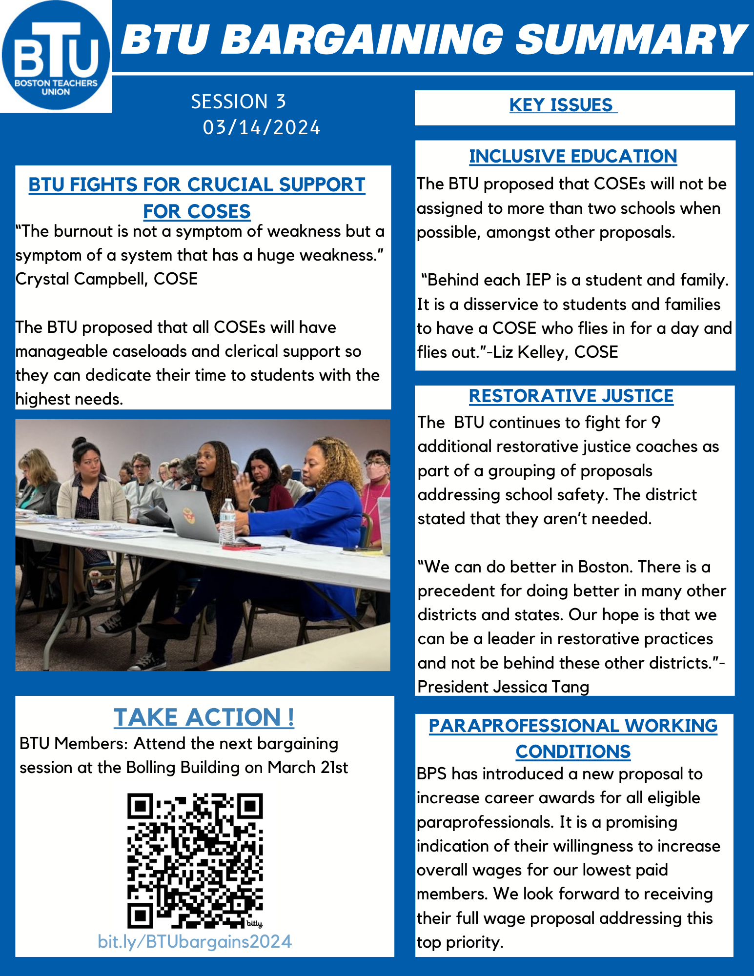 Bargaining Summary of March 14th - Boston Teachers Union